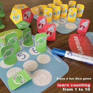 Counting Dice Game for Toddlers, Counting Board Game, Counting ...