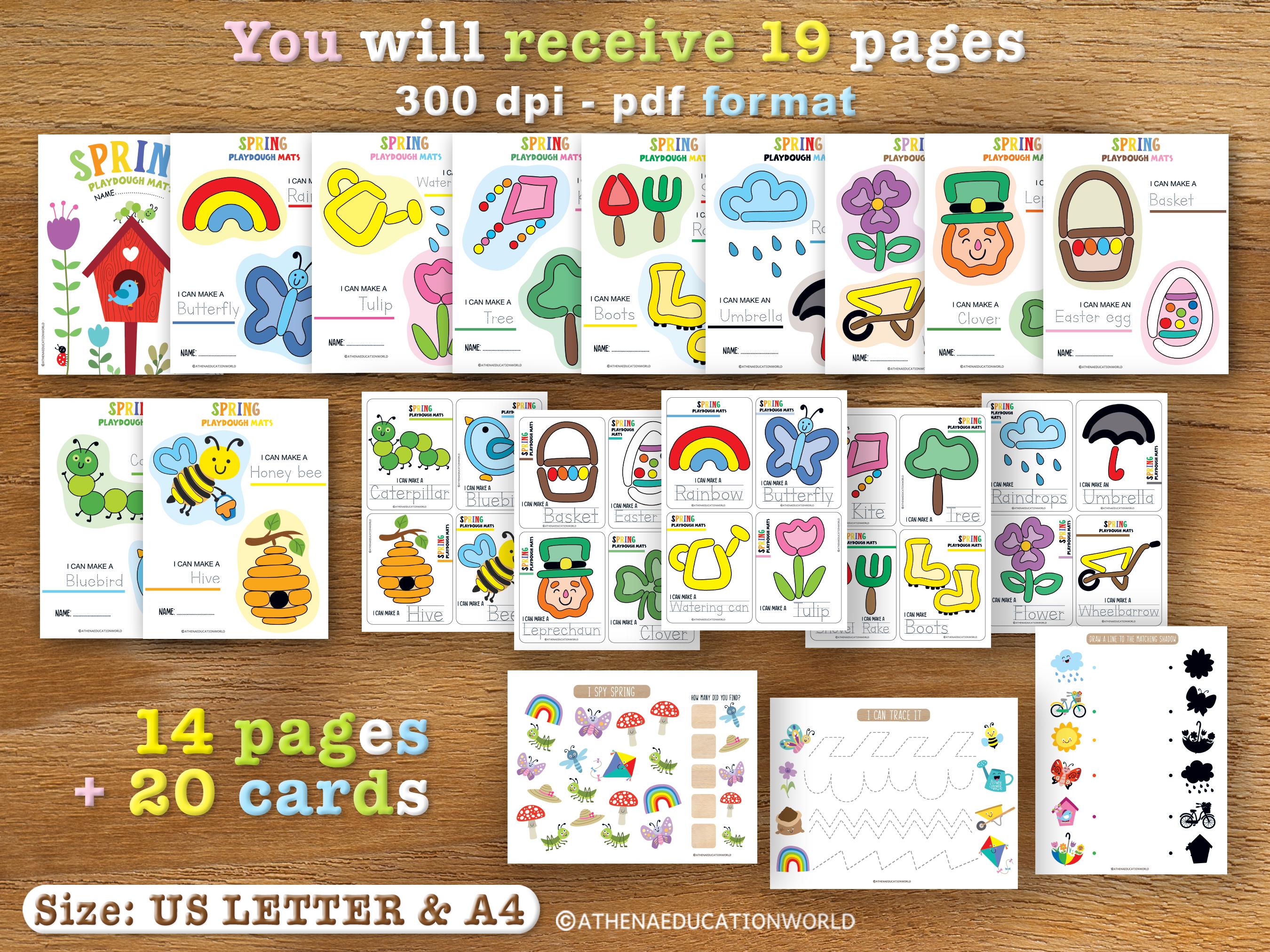 Spring Playdough Mats, Printable Play Dough Activity for Kids ...