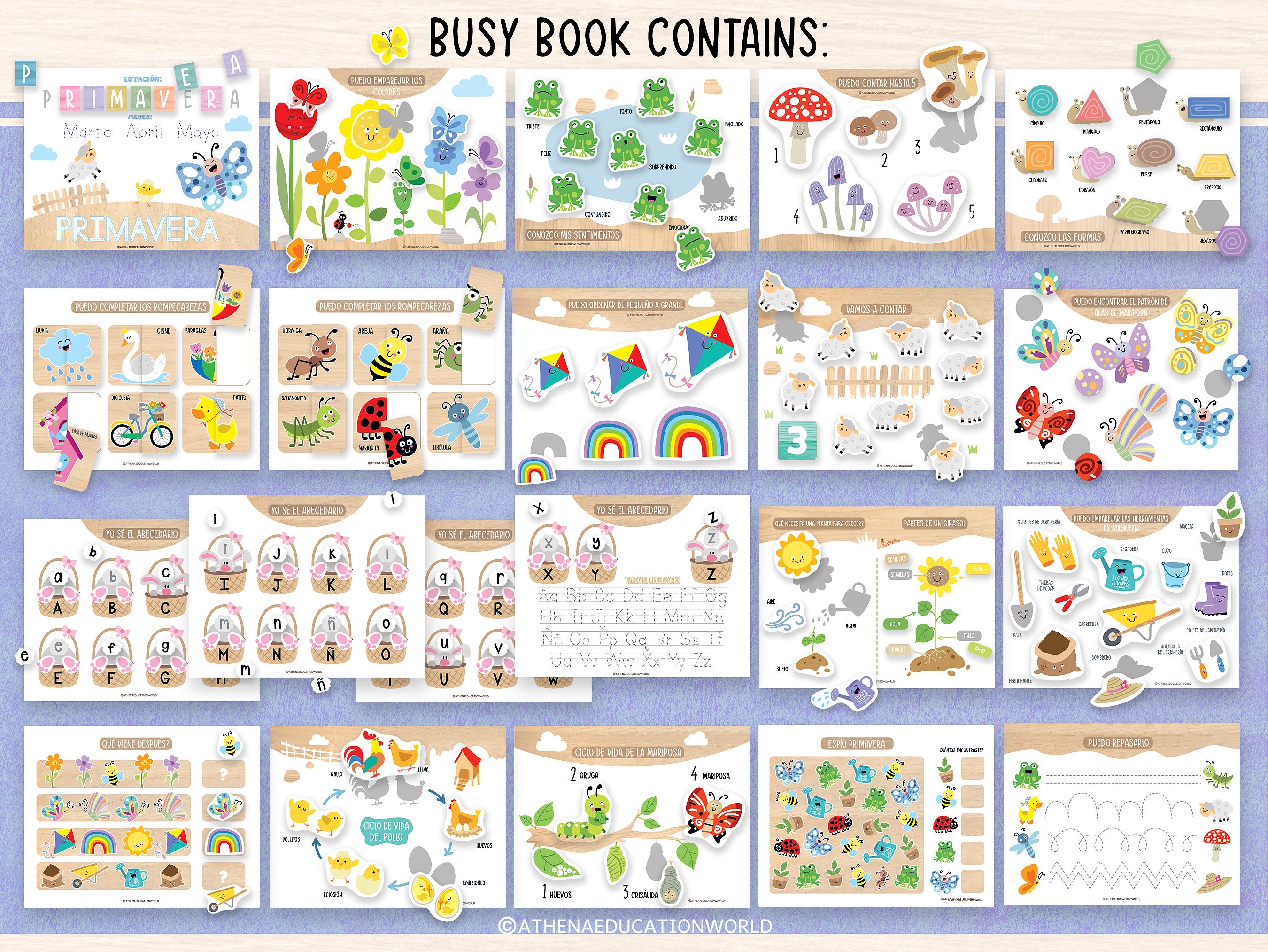 Spanish Spring Busy Book for Toddler,printable Preschool Learning ...