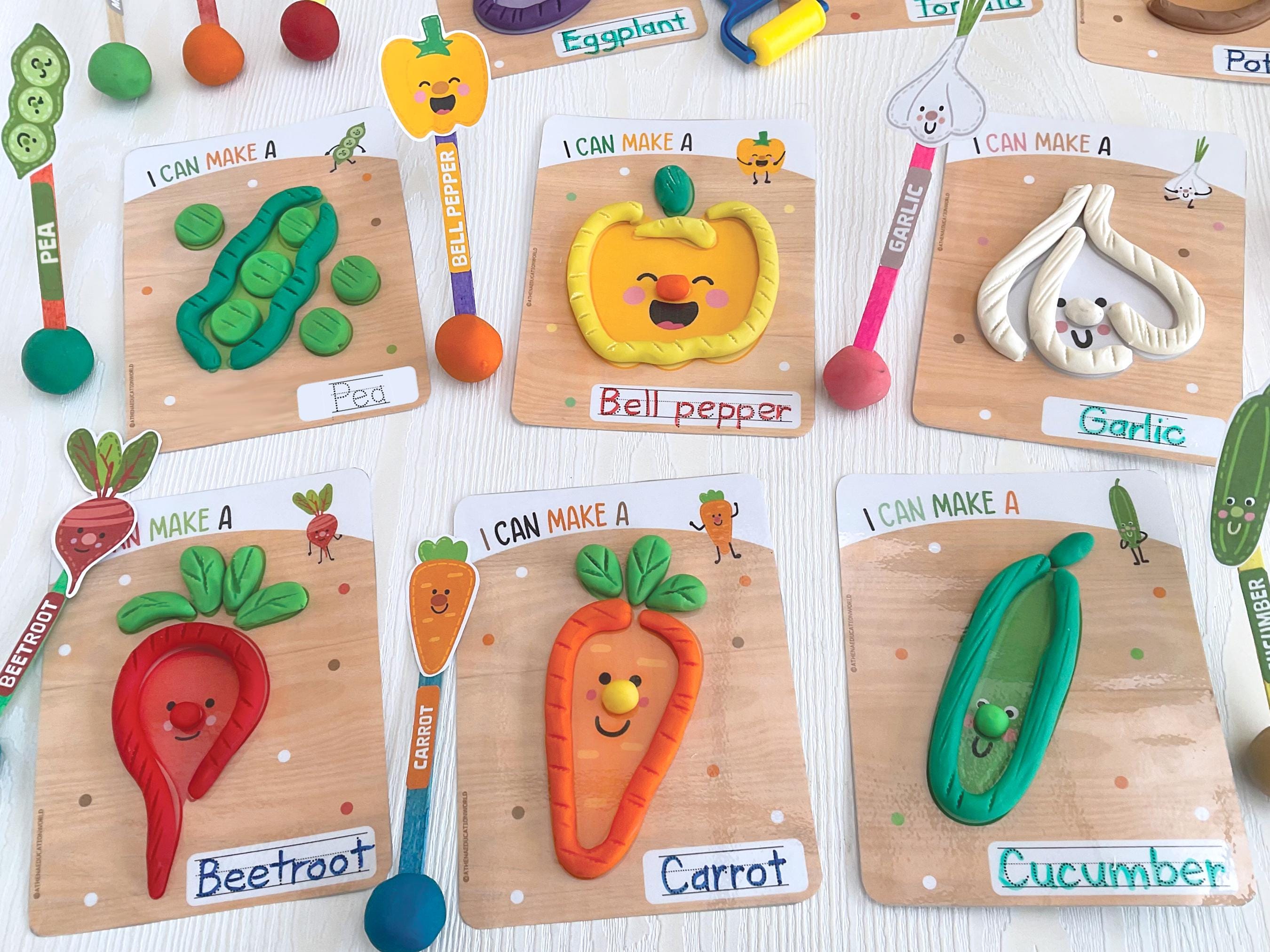Playdough Mats Vegetables Printable,fun Activity for Kids,popsicle ...