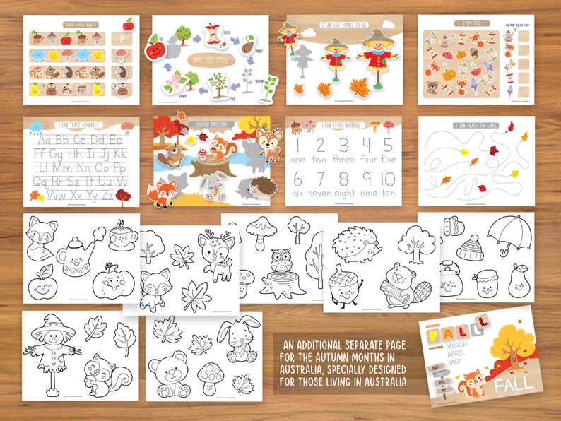 Fall Busy Book Printable, Autumn Learning Binder for Toddlers ...