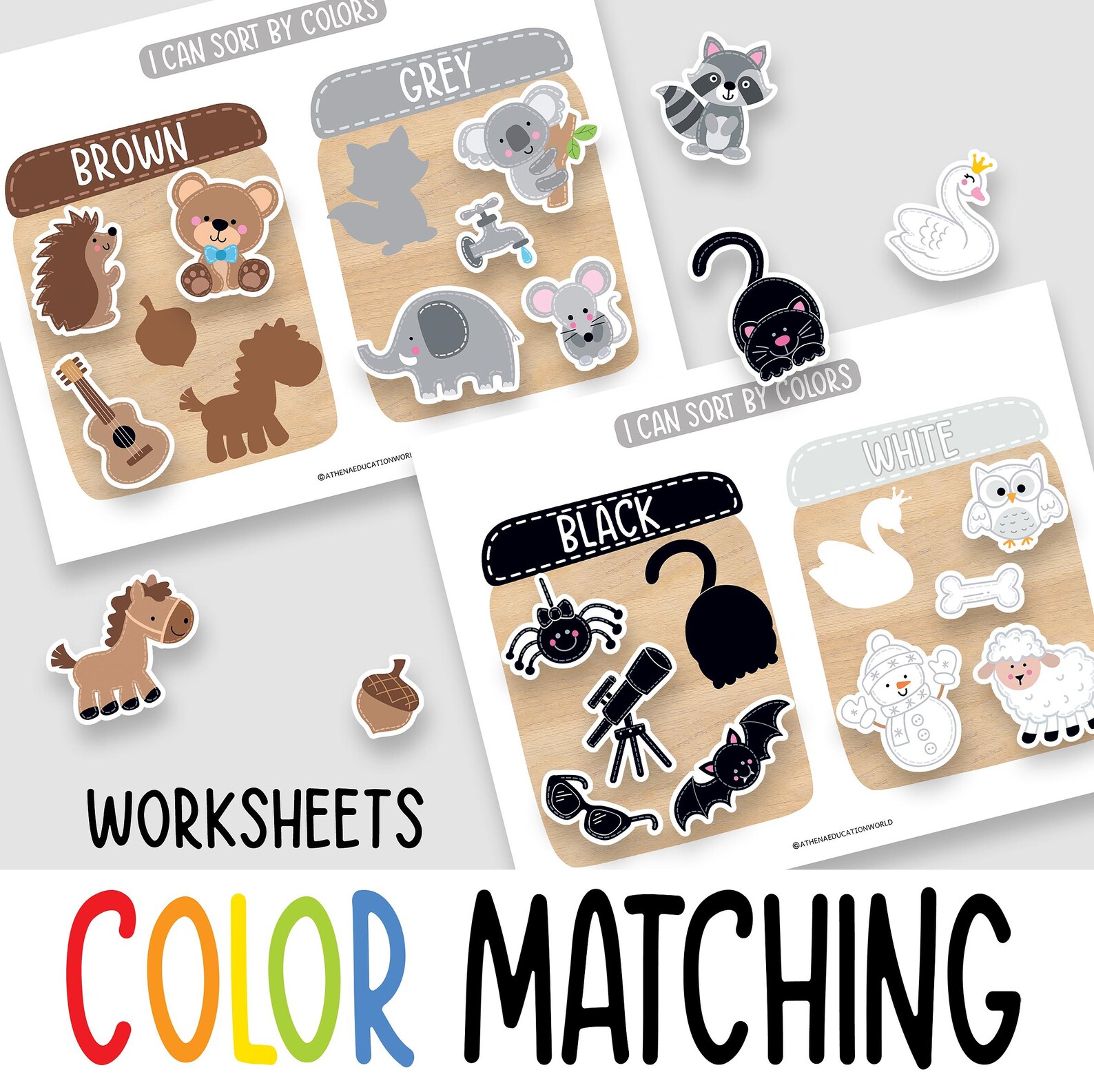 Color Matching Worksheets, Sorting Colors in Jars, Color Sorting Game ...