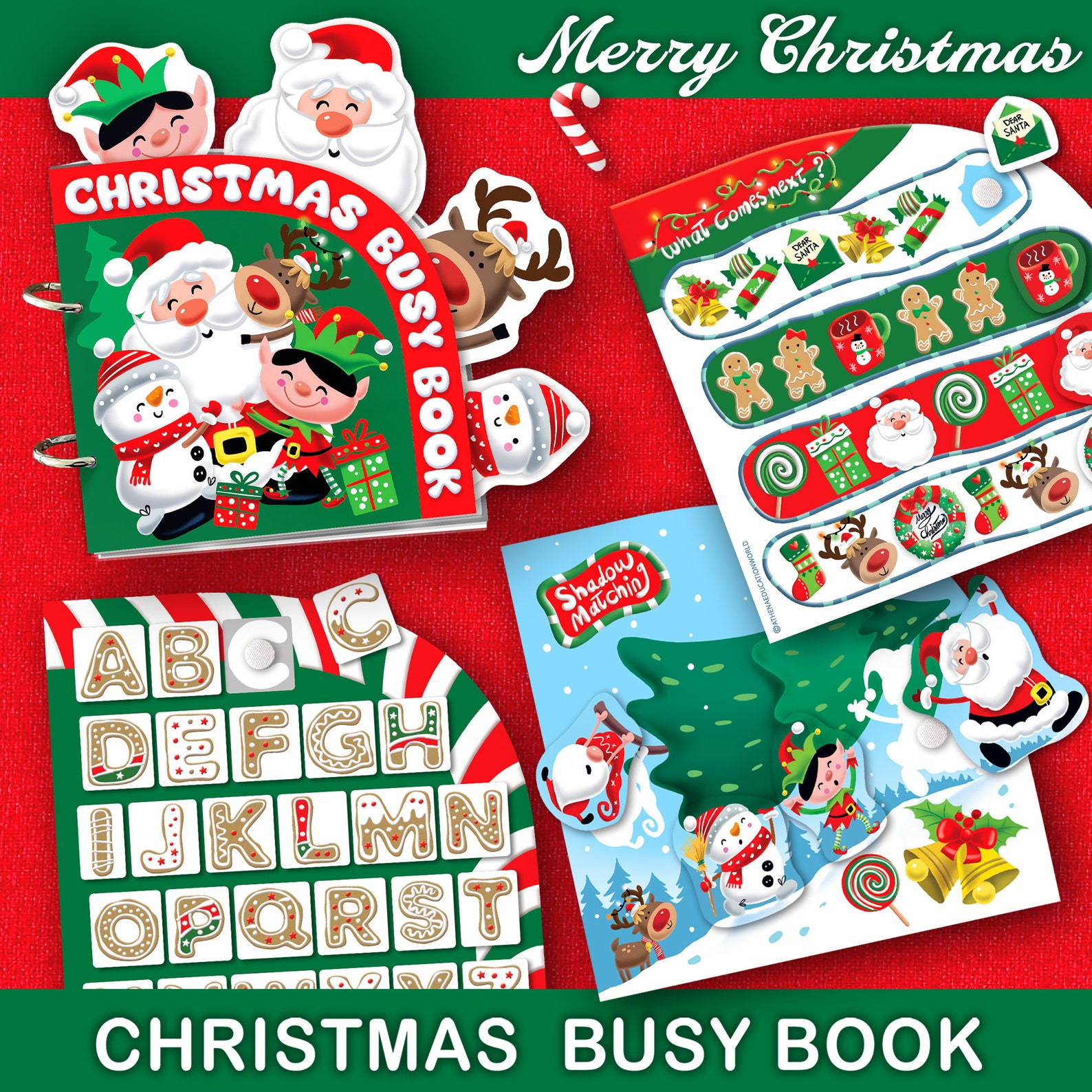 Christmas Busy Book for Toddler, Printable Holiday Learning Activity ...