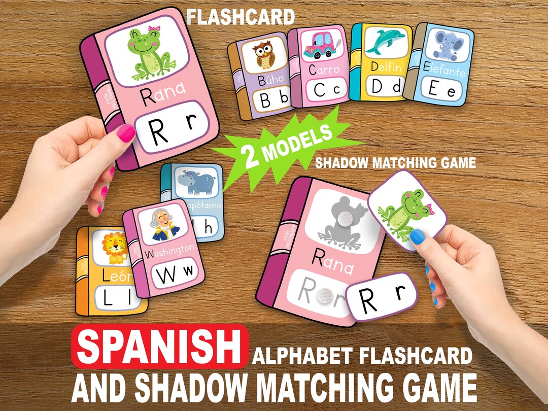 Spanish Alphabet Flashcard and Shadow Matching Game, Learning Alphabet ...