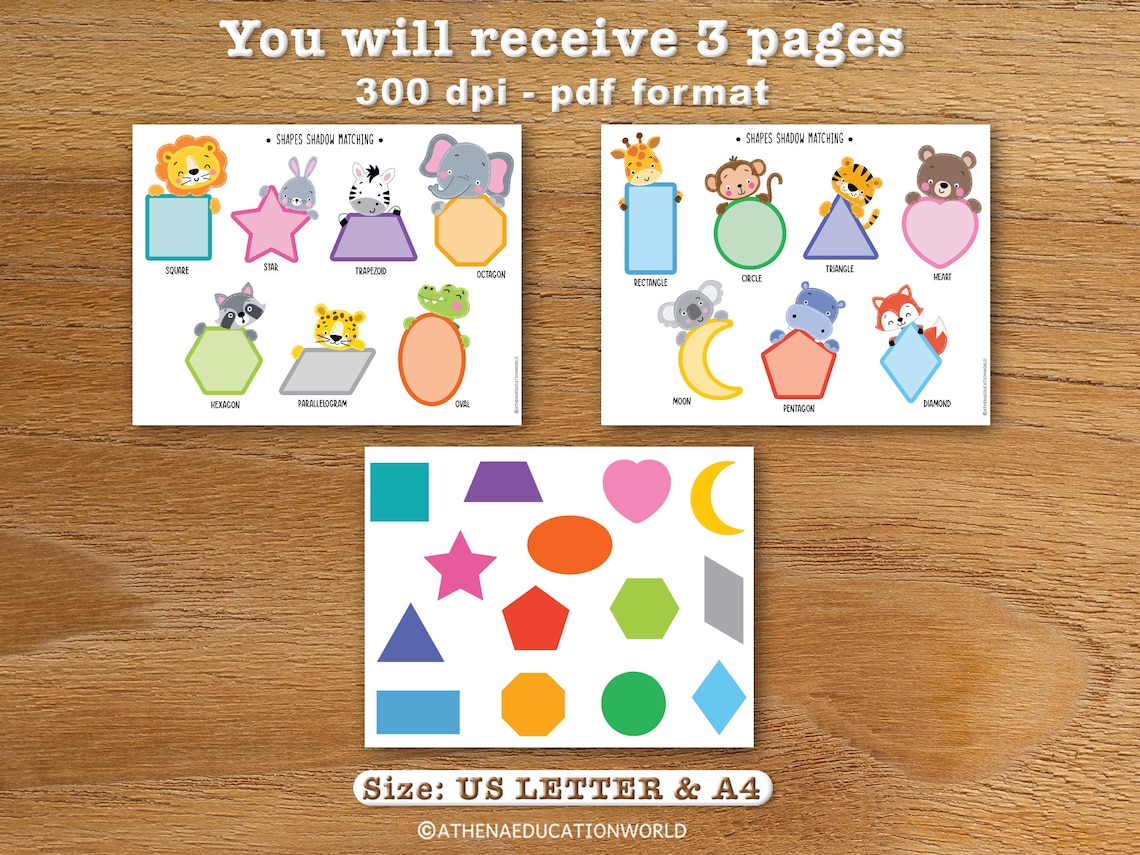 Shapes Shadow Matching Game | 14 Shape Flashcards Activity | Toddler ...
