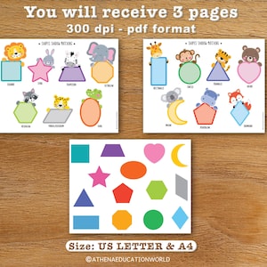 Shapes Shadow Matching Game for Toddlers & Preschoolers Montessori ...