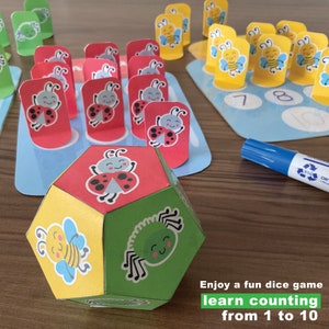 Counting Dice Game for Toddlers, Counting Board Game, Counting ...