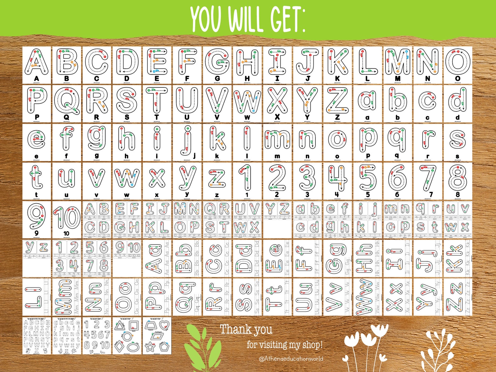 Alphabet Numbers Shapes Tracing, ABC Number Flashcards, Preschool ...