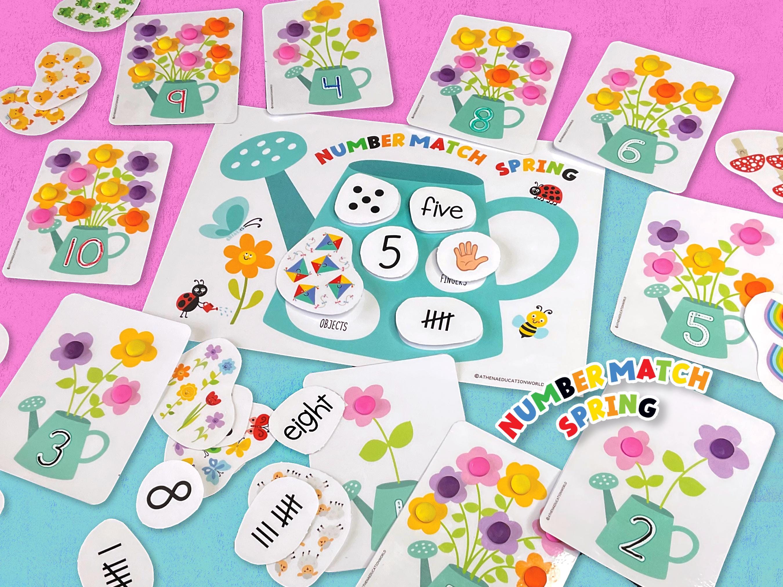 Spring Counting Activity 1-10, Number Match Printable for Toddlers, Pom ...
