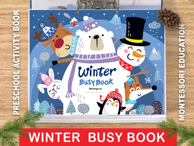 Winter Printable Busy Book, Preschool Curriculum Learning Binder ...