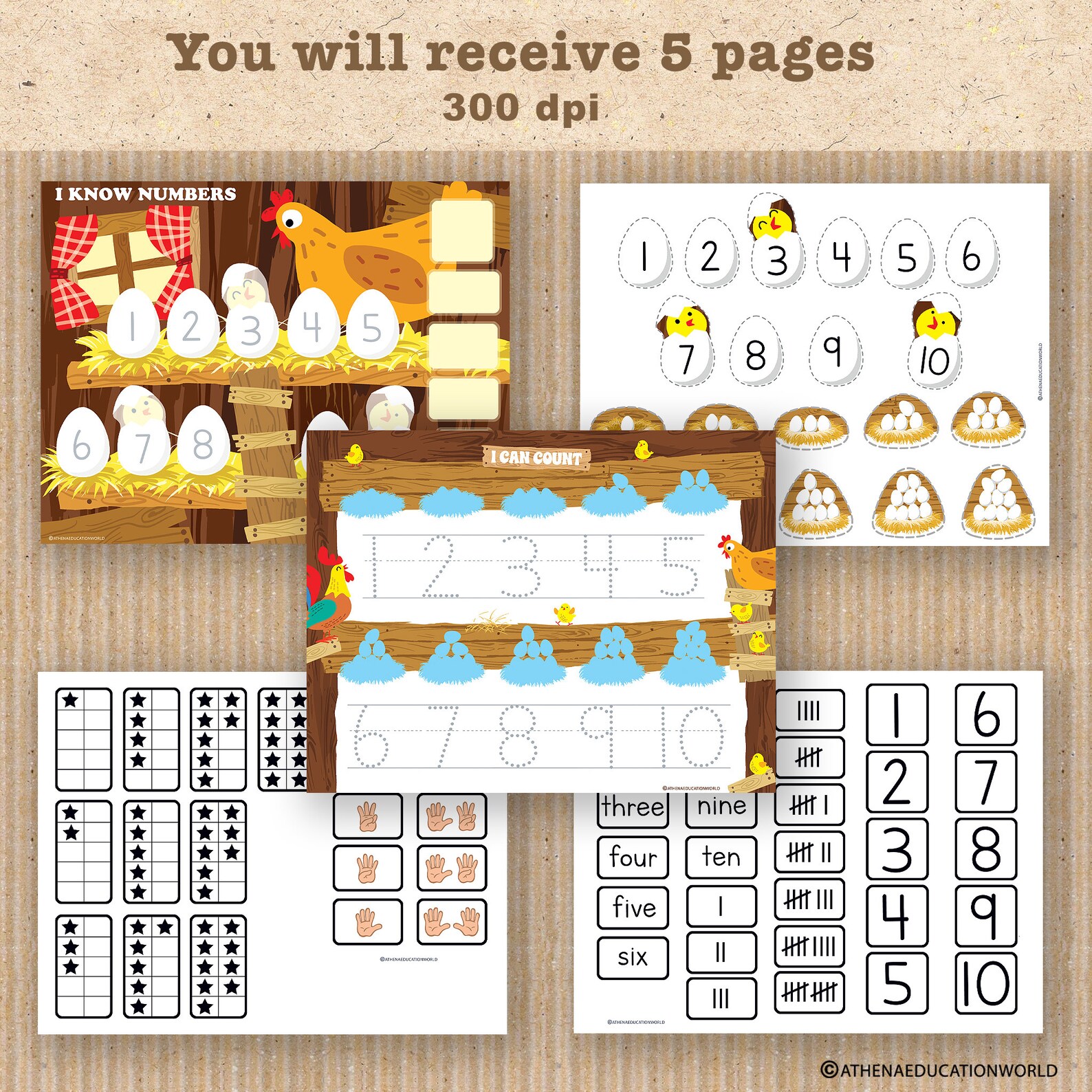 Montessori Counting Worksheet, Number Tracing Activity, Homeschool Math ...