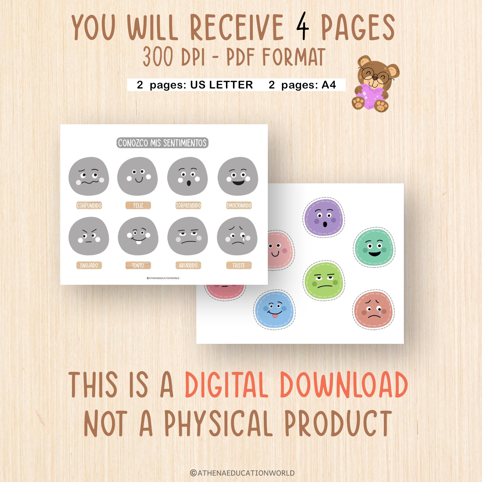 Spanish Emotion Worksheet,toddler Activity,homeschool Printables ...