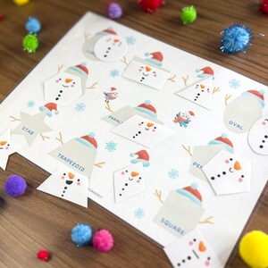 Snowman Shapes Printable, Christmas Shape Activities for Kids ...