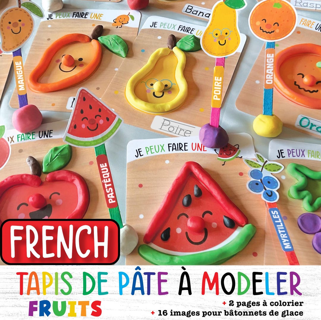 French Playdough Mats Fruits Printable,fun Activity for Kids,learn ...
