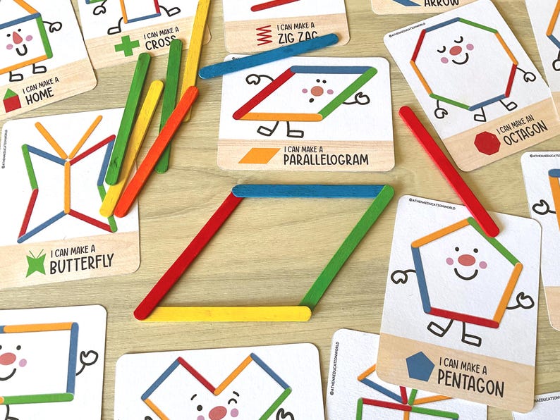 Popsicle Stick Shapes Activity,fun Learning Toddler Activity,preschool ...