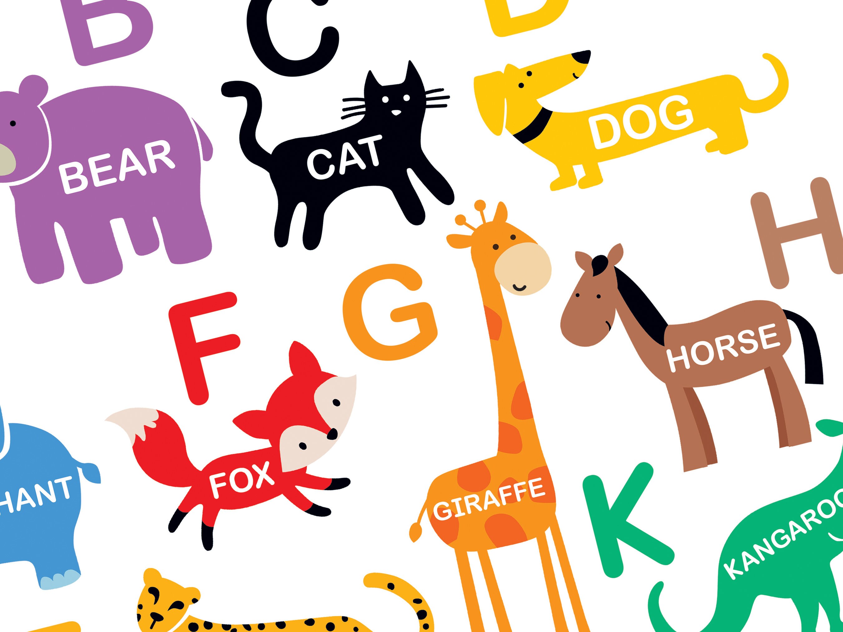 Cute Animal Alphabet Poster Print, Baby Kids Room Wall Art, Children's ...