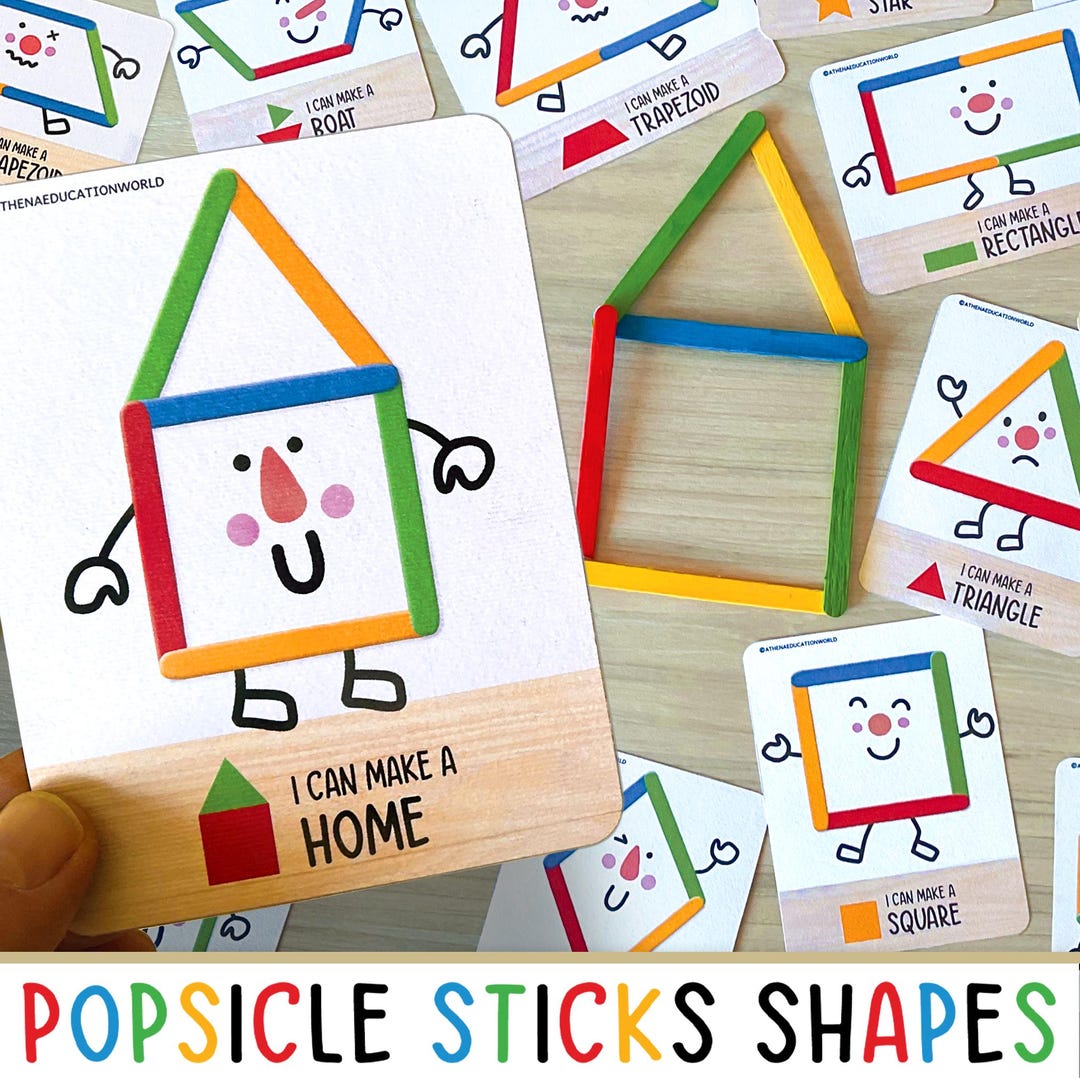Popsicle Stick Shapes Activity,fun Learning Toddler Activity,preschool ...