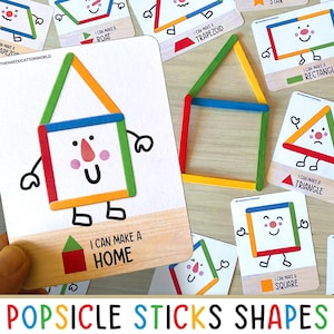 Popsicle Stick Shapes Activity,fun Learning Toddler Activity,preschool ...