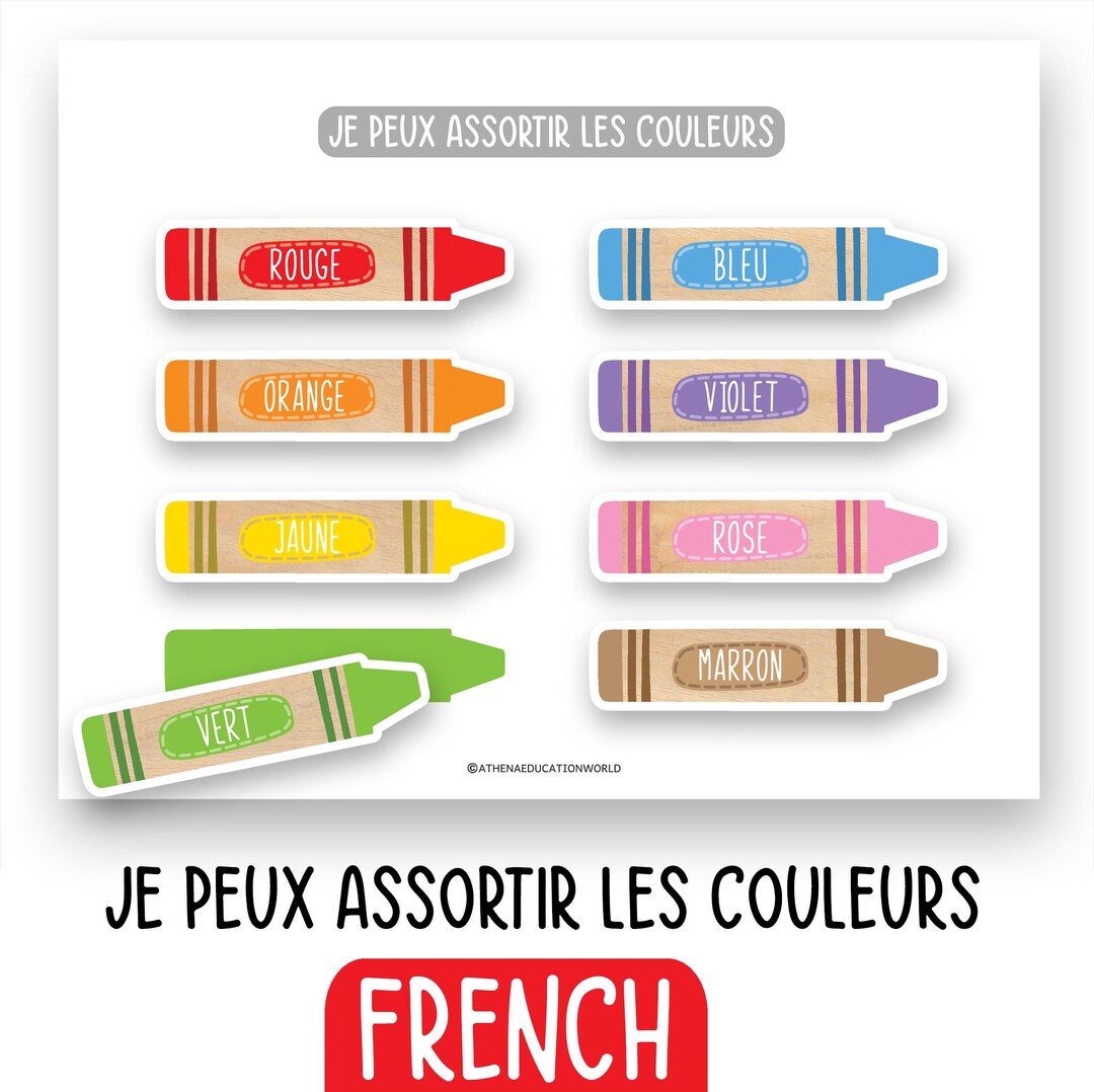 French Color Matching Worksheets, Sorting Colors Crayon, Color Sorting ...