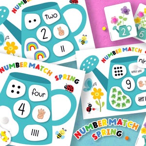 Spring Counting Activity 1-10, Number Match Printable for Toddlers, Pom ...