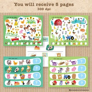 Farm Animals Spy and Patterns, Preschool Game, Velcro Game, Montessori ...