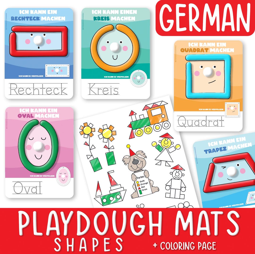 German Shapes Playdough Mats,toddler Preschool Kindergarten Play Dough ...