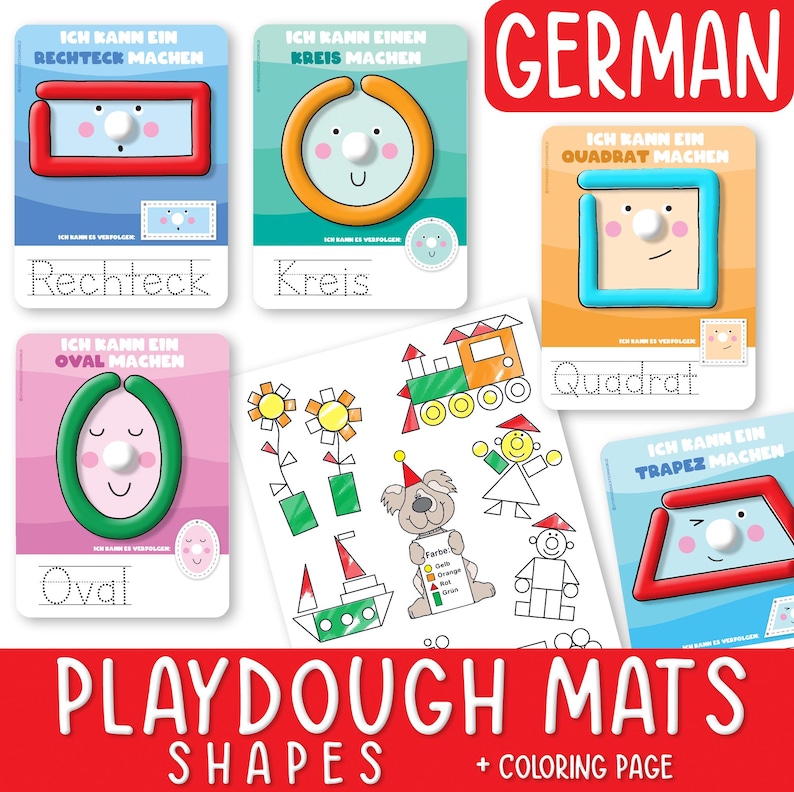 German Shapes Playdough Mats,toddler Preschool Kindergarten Play Dough ...