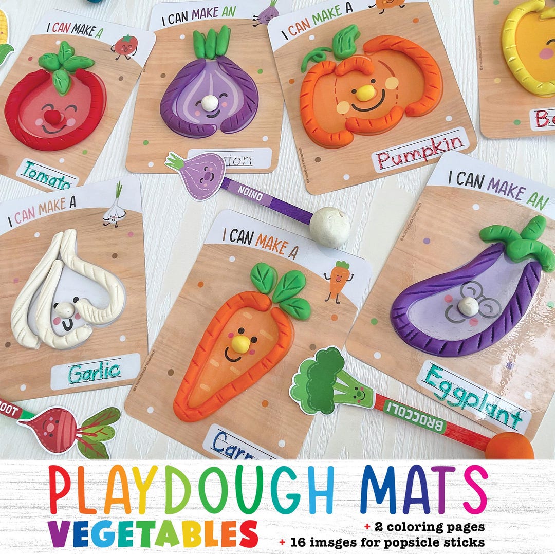 Playdough Mats Vegetables Printable,fun Activity for Kids,popsicle ...
