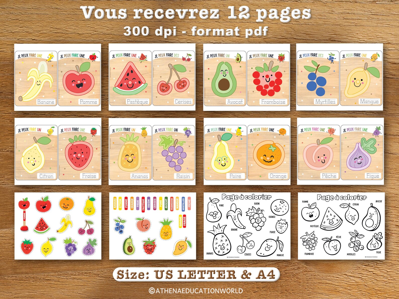 French Playdough Mats Fruits Printable,fun Activity for Kids,learn ...