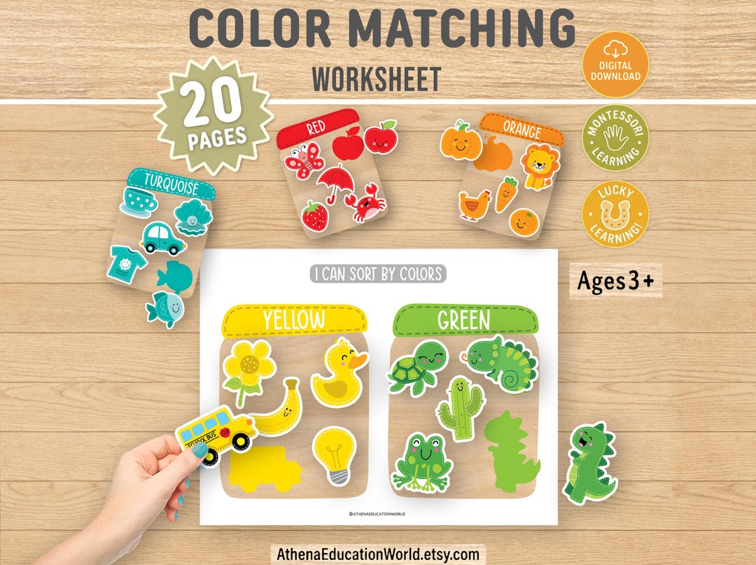 Color Sorting Matching Game Colors in Jars Activity Pages Toddler Color ...