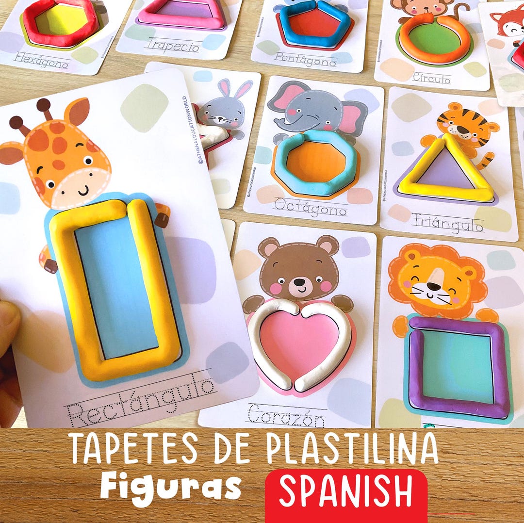 Spanish Playdough Mats for Kids Learning Shapes Printable, Fun Sensory ...