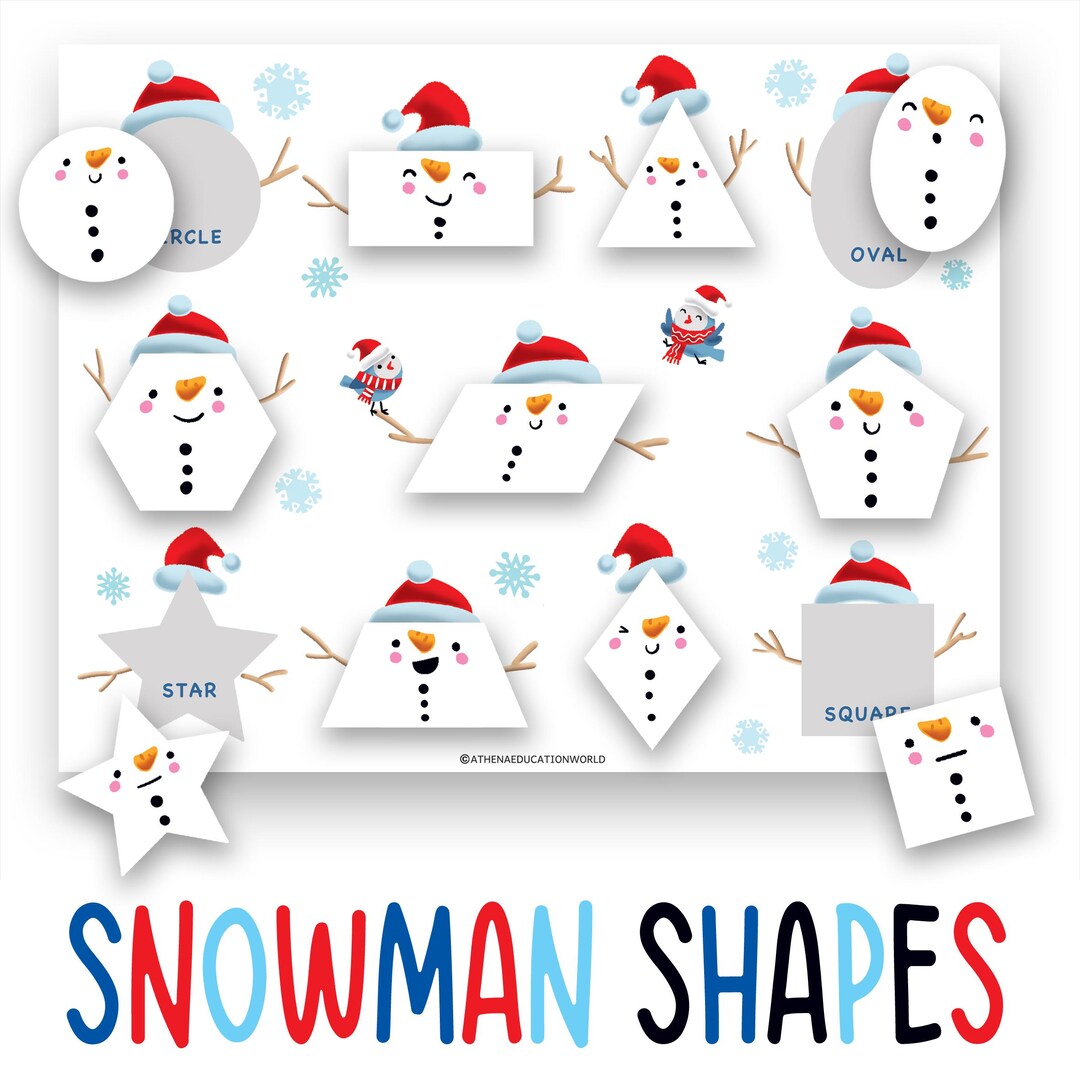 Snowman Shapes Printable, Christmas Shape Activities for Kids ...