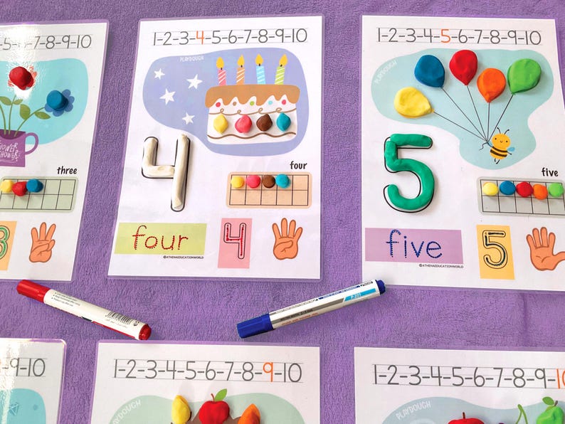 Counting and Numbers Play Dough Mats Printable Preschool Activities ...