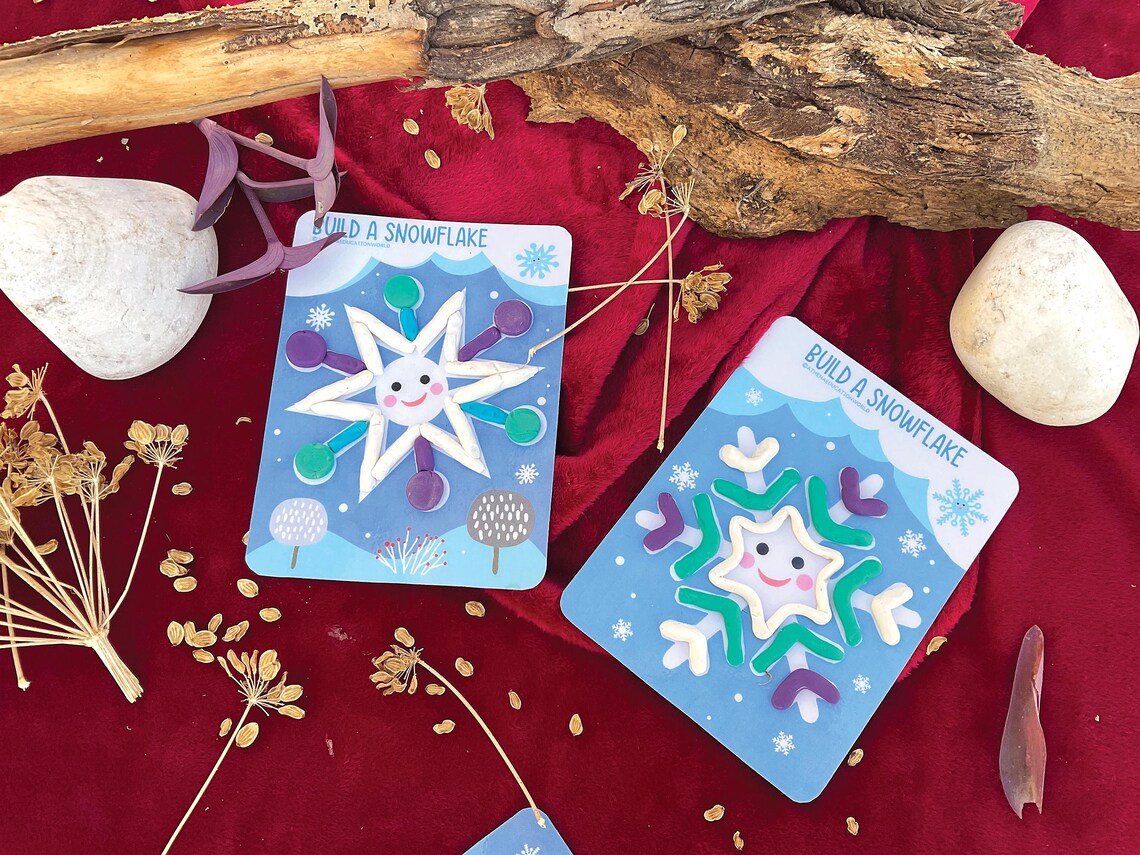 Winter Playdoh Mats Printable, Build a Snowflake Playdough Activities ...