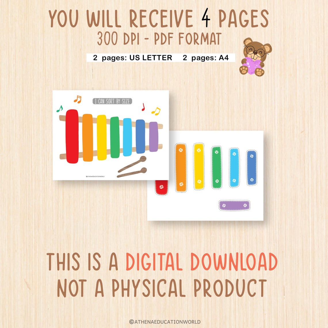 Montessori Size Sorting Worksheet, Toddler Activity, Homeschool ...