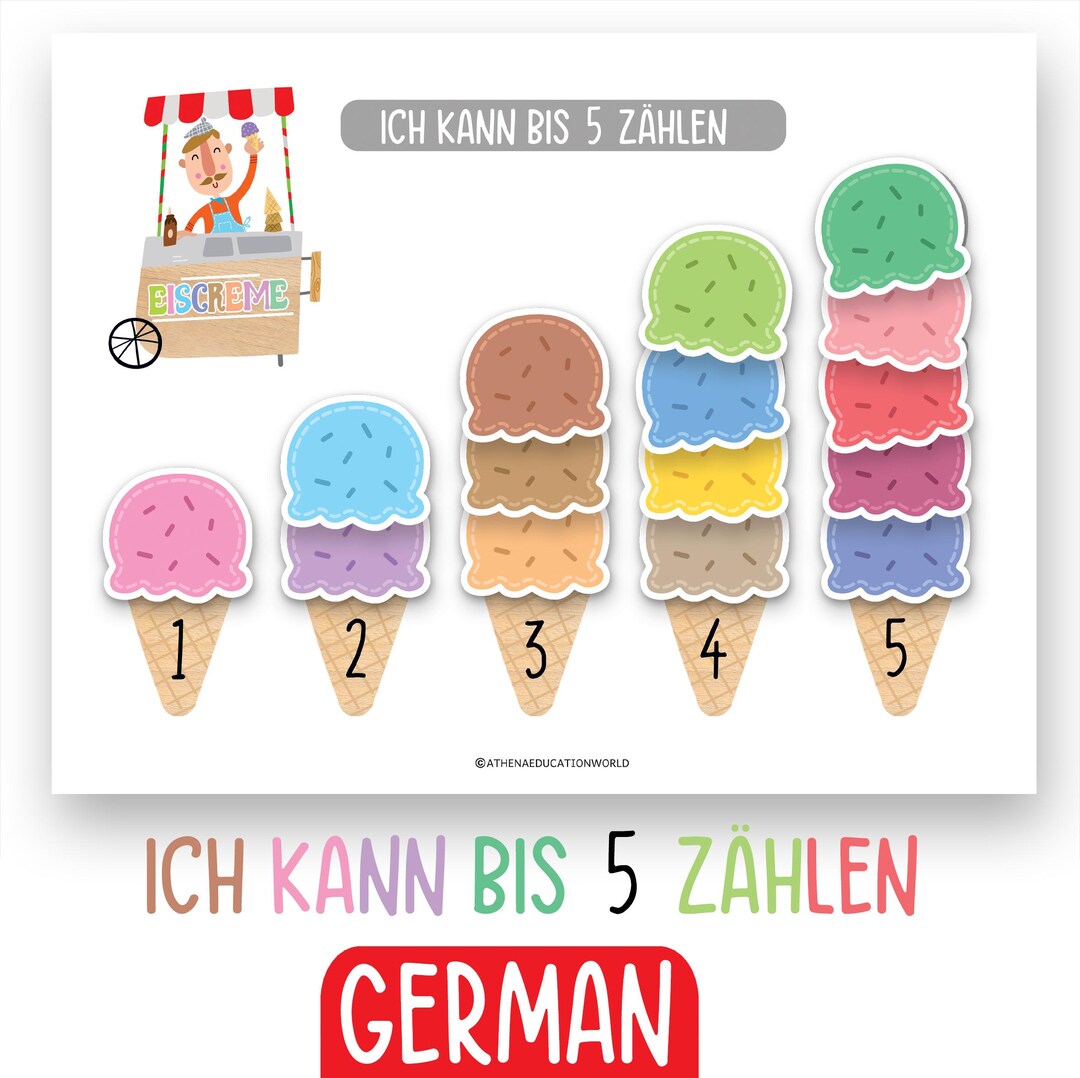 German Montessori Counting Worksheet, Number Tracing Activity ...