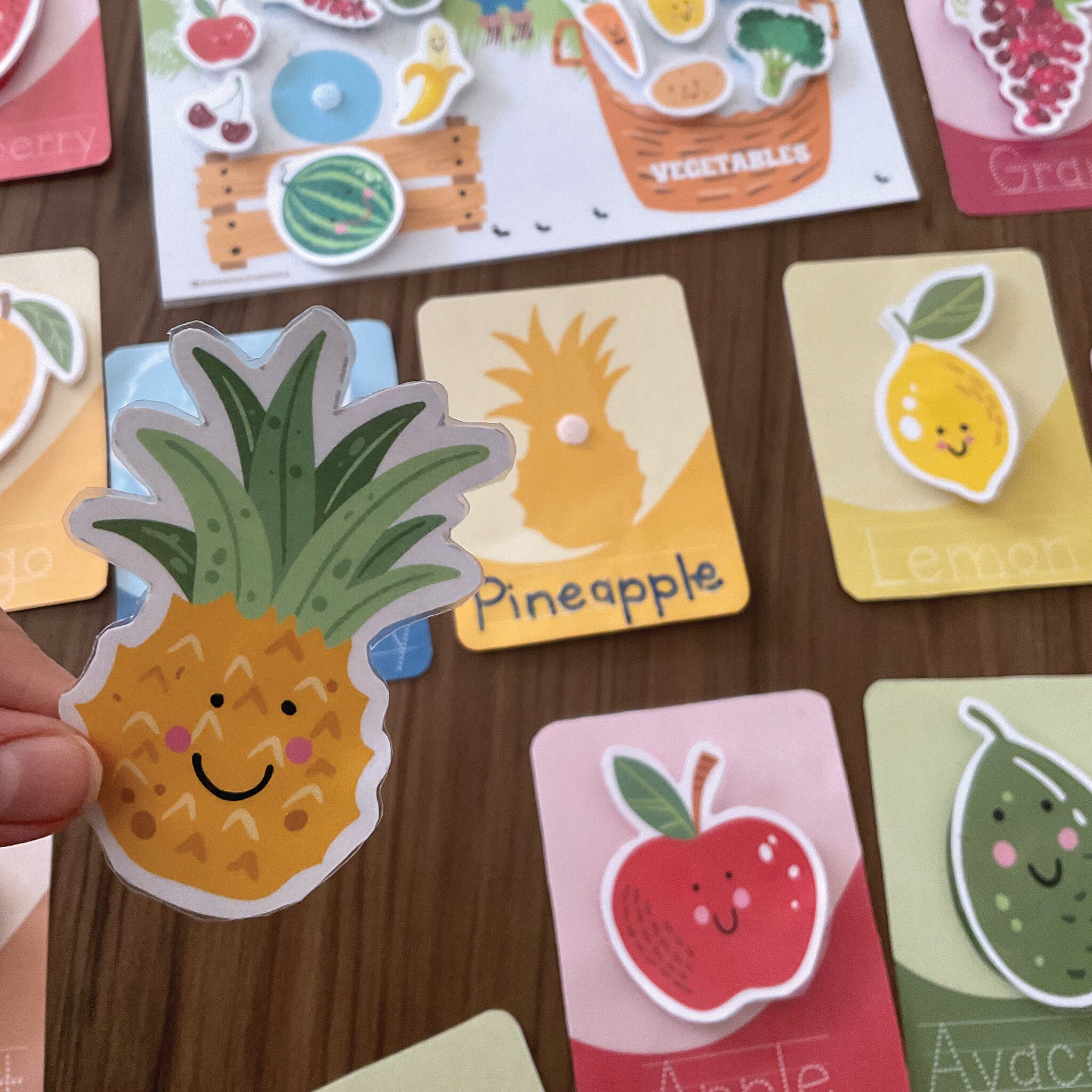 Cute Fruits and Vegetables Flashcard and Worksheet, Printable ...