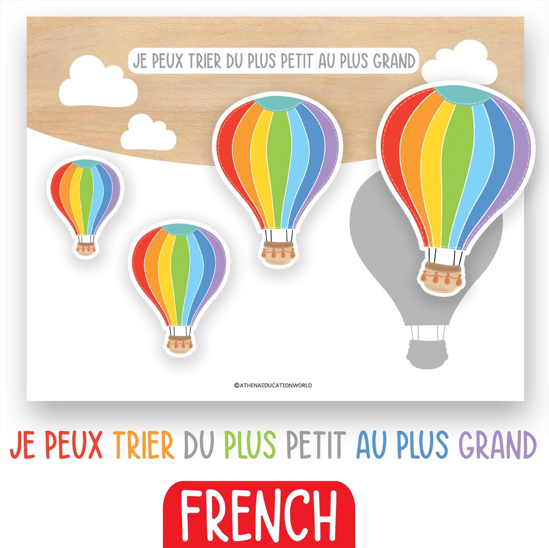 French Montessori Small to Big Worksheet, Toddler Activity, Homeschool ...
