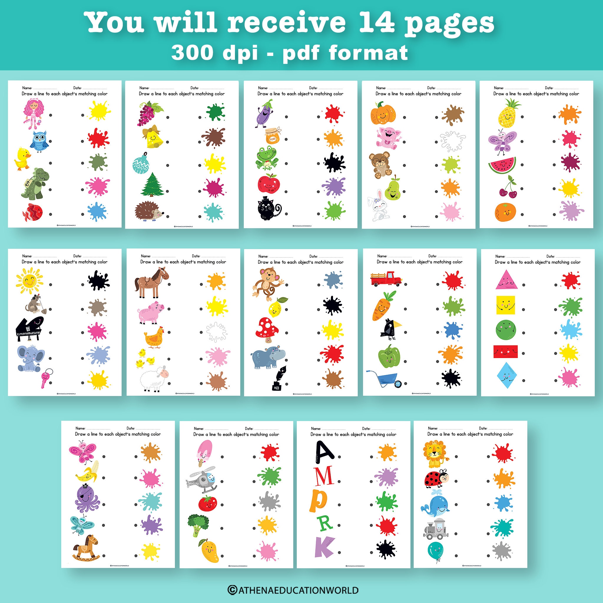 Color Matching Worksheet Activity, Printable Matching Worksheets, Color ...