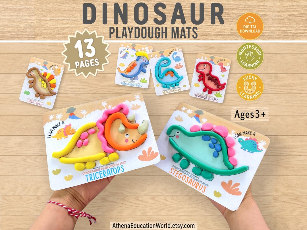 Dinosaur Playdough Mats Printable,play Doh Activities,preschool ...