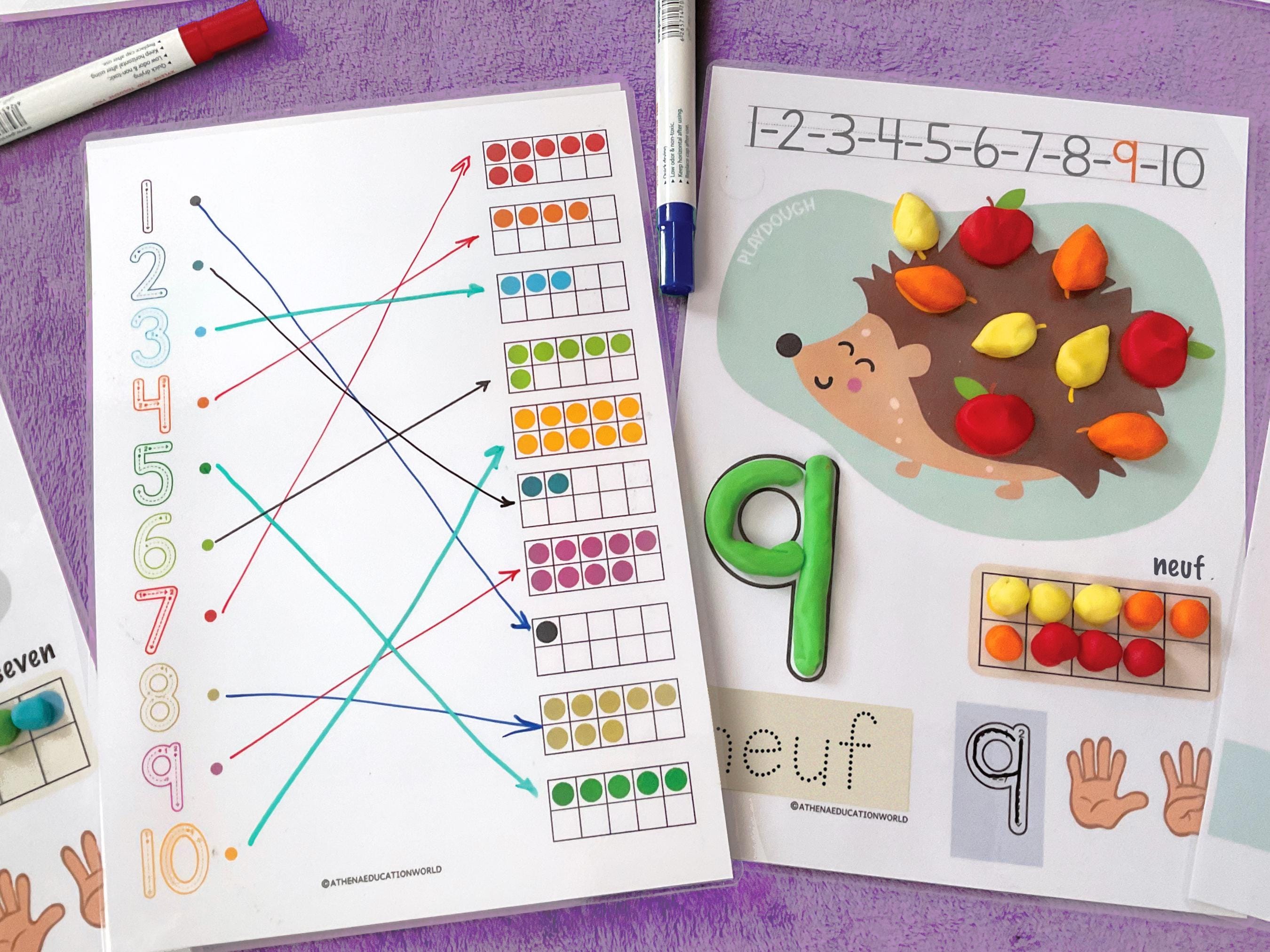 French Counting and Numbers Play Dough Mats Printable Preschool ...