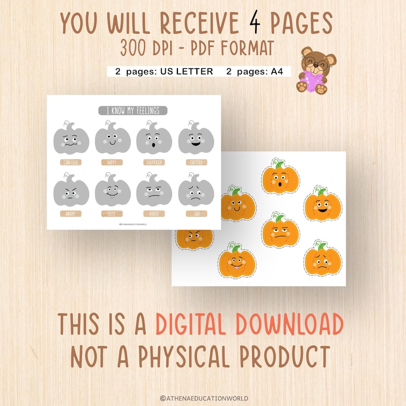 Fun Pumpkin Emotions Activity Printable, Feelings Worksheet for Kids ...