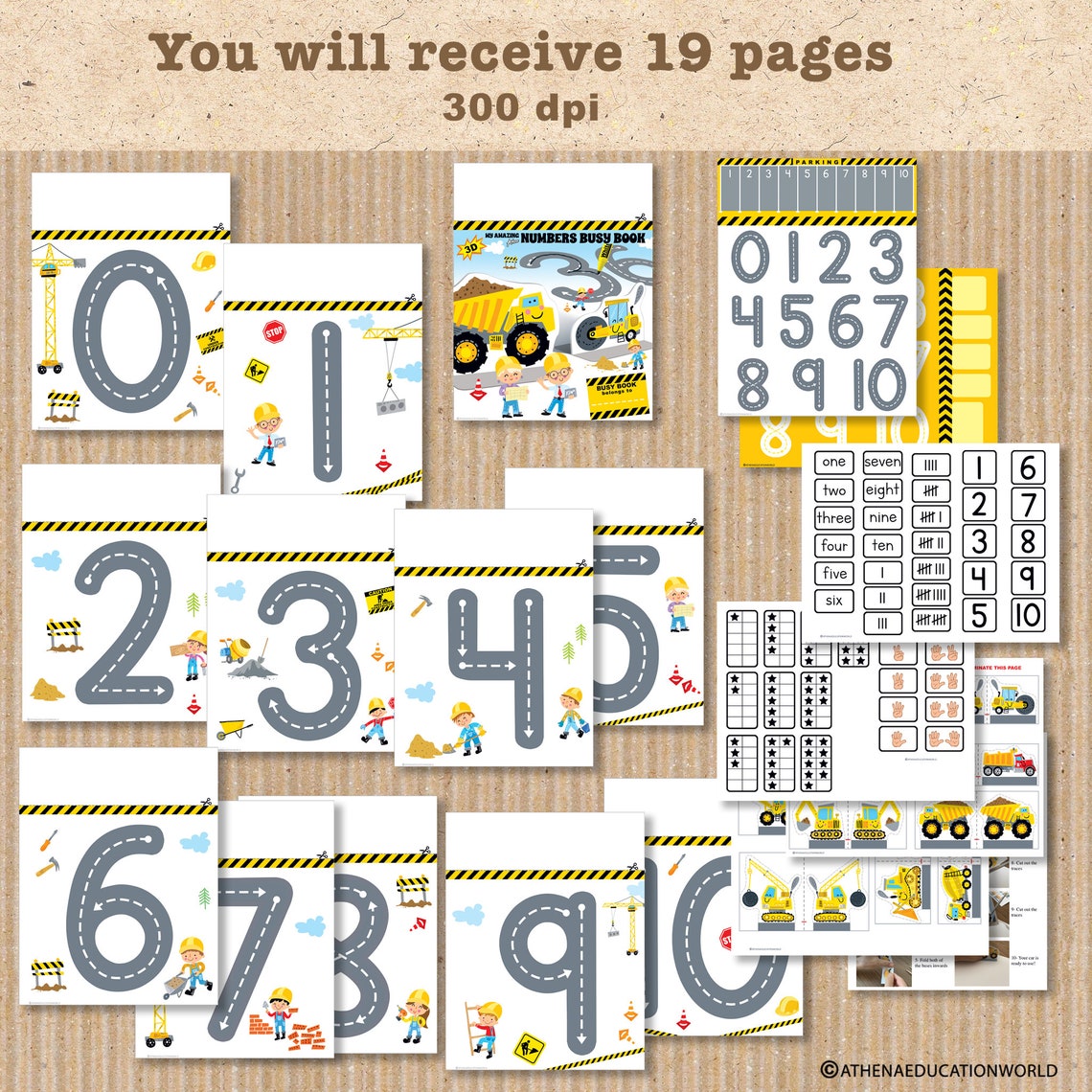 Construction Counting Busy Book, Number Tracing Activity, Printable 3D ...