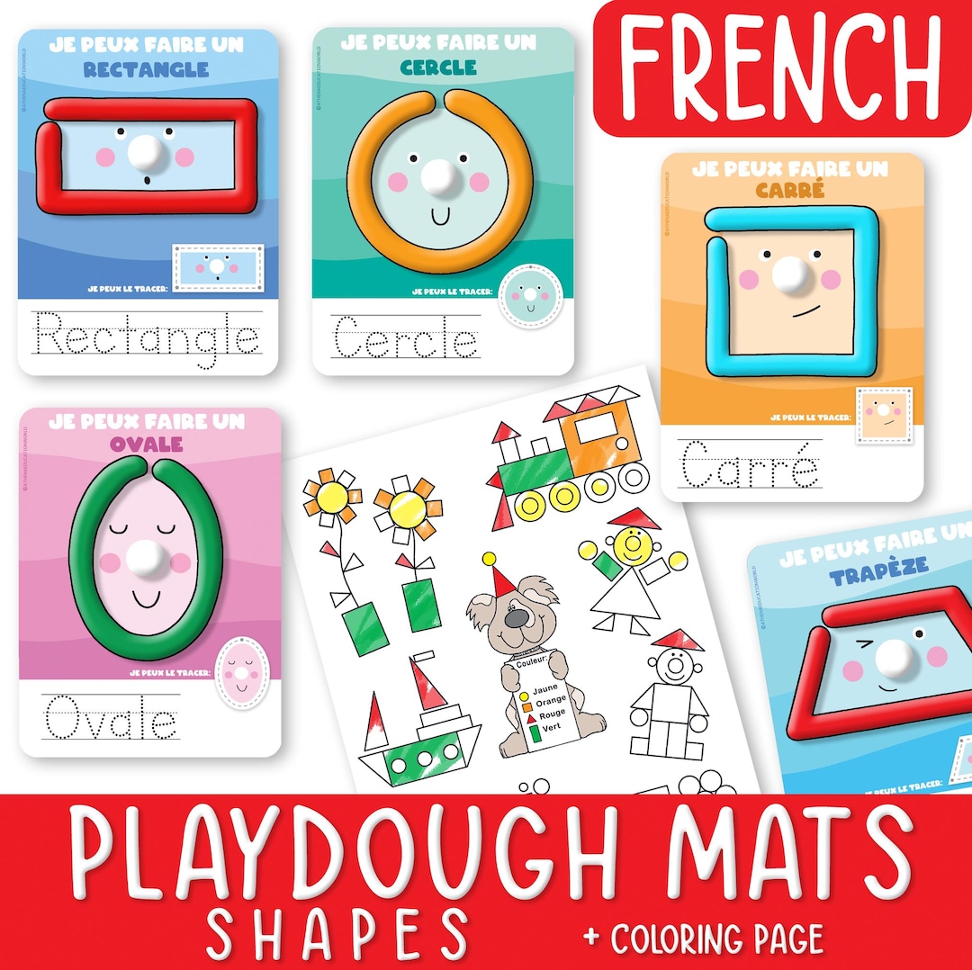 French Shapes Playdough Mats,toddler Preschool Kindergarten Play Dough ...