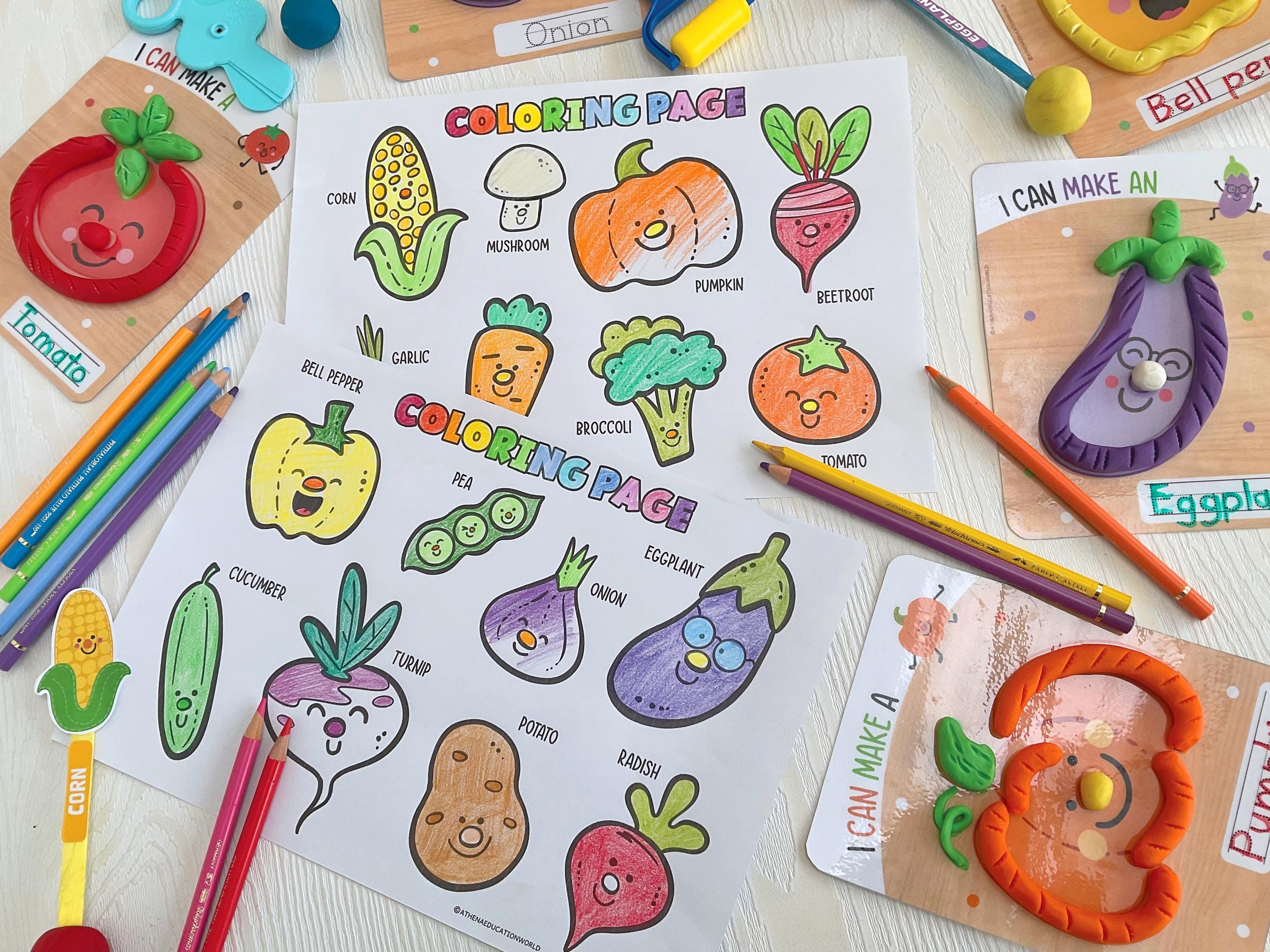 Playdough Mats Vegetables Printable,fun Activity for Kids,popsicle ...