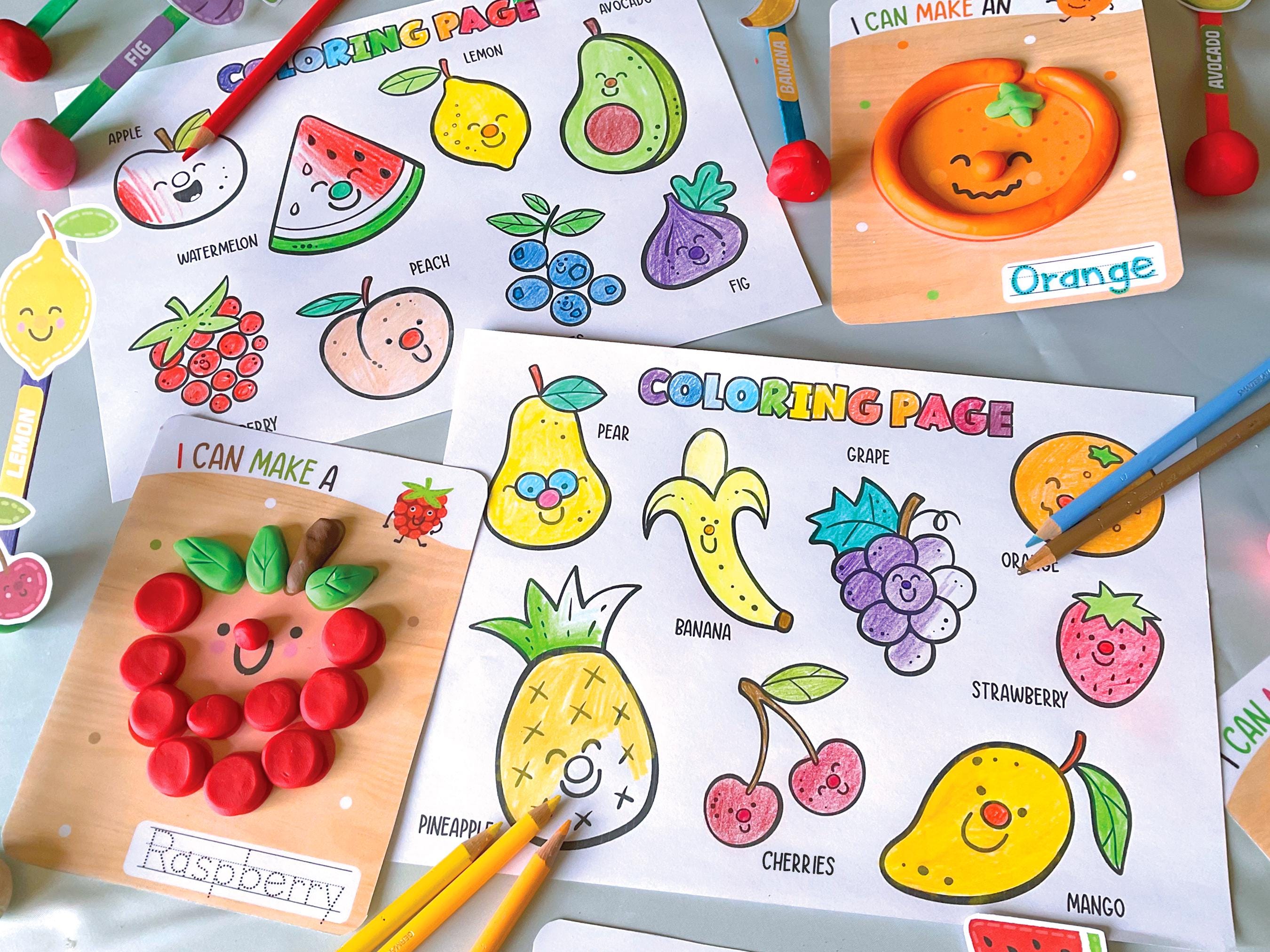 Playdough Mats Fruits Printable,fun Activity for Kids,learn Fruits With ...