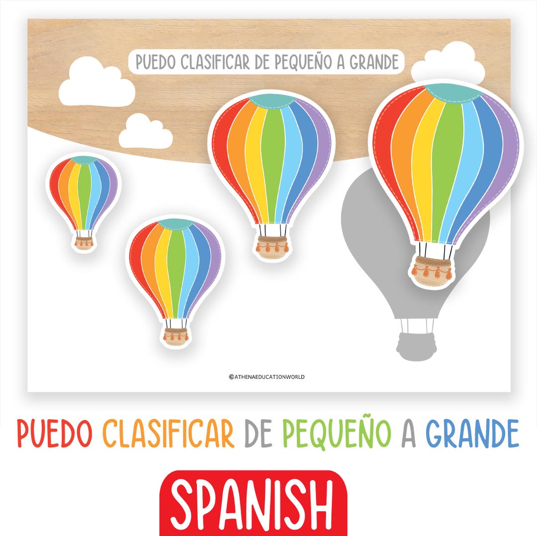 Spanish Montessori Small to Big Worksheet, Toddler Activity, Homeschool ...