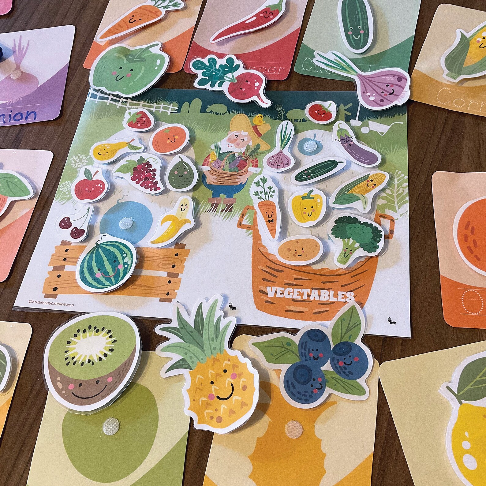 Cute Fruits and Vegetables Flashcard and Worksheet, Printable ...