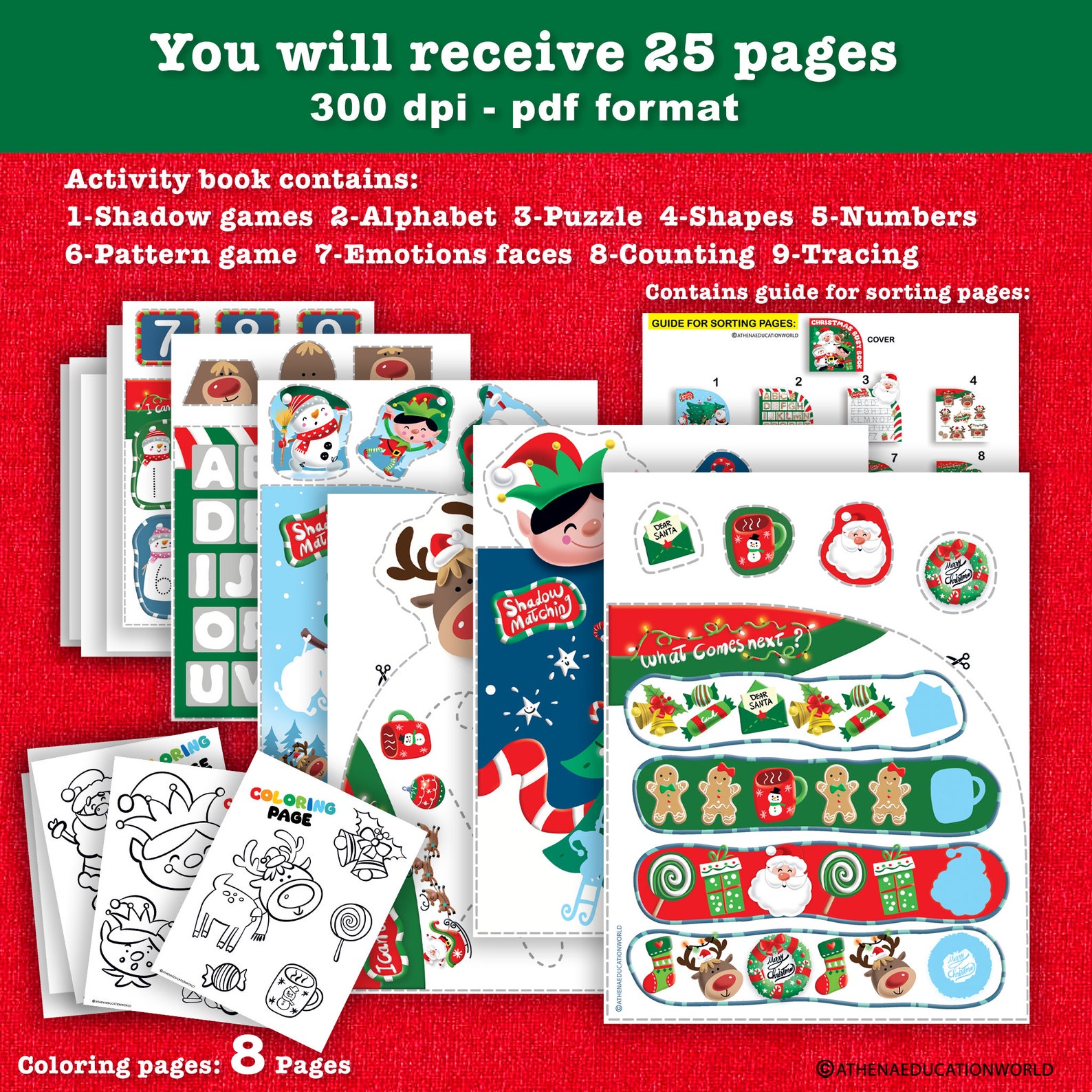 Christmas Busy Book for Toddler, Printable Holiday Learning Activity ...