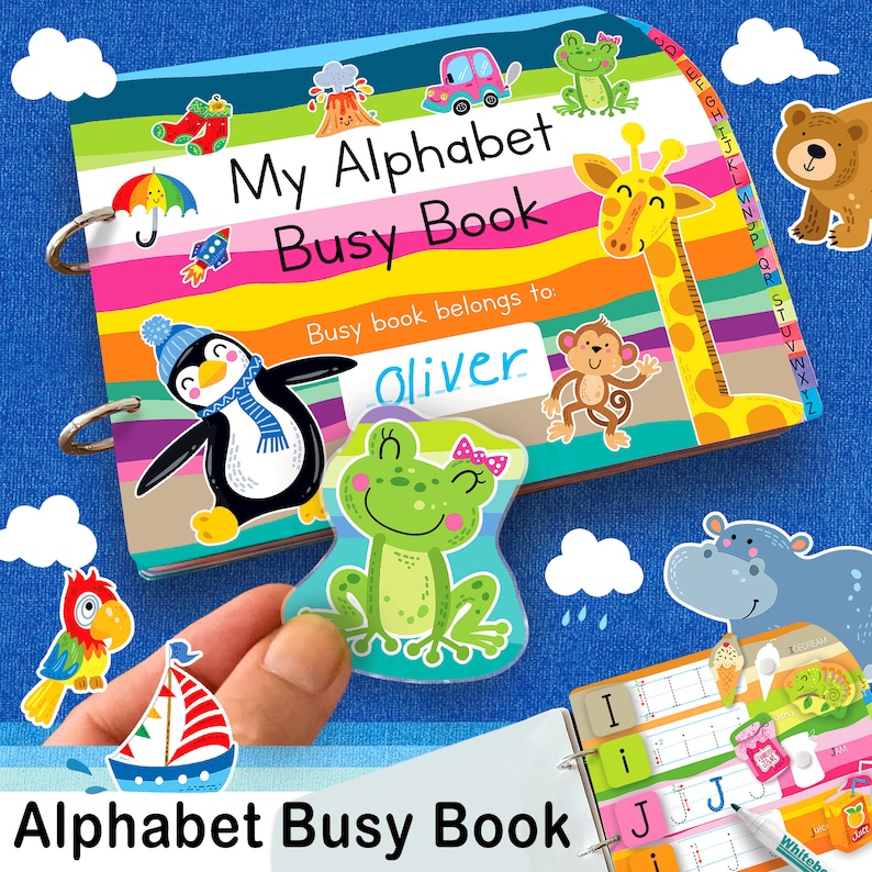 Alphabet Busy Book, ABC Quiet Book, Toddler Learning Binder, Preschool ...